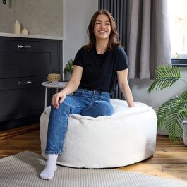 icon® Como Round Boucle Footstool, Cream