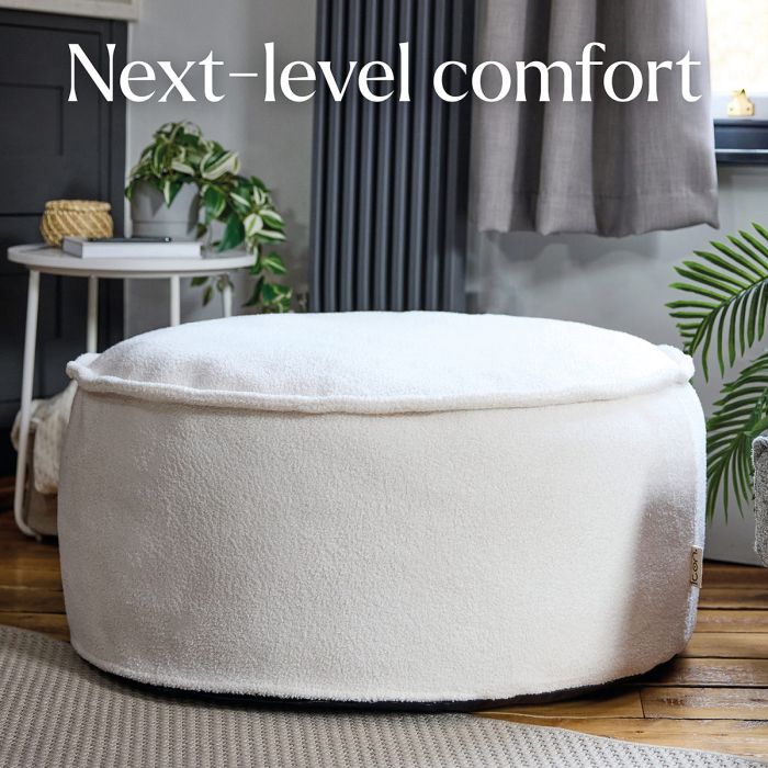 icon Como Round Boucle Footstool Cream