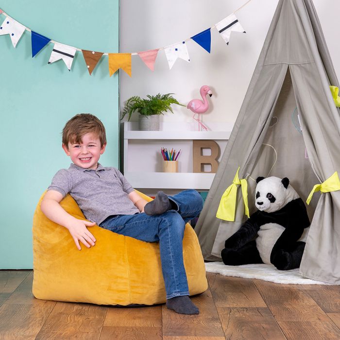 icon Aurora Kids Velvet Bean Bag Ochre Yellow