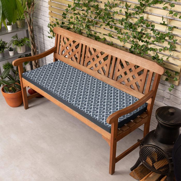Veeva® Large Geometric Print Indoor Outdoor Bench Pad, Charcoal Grey
