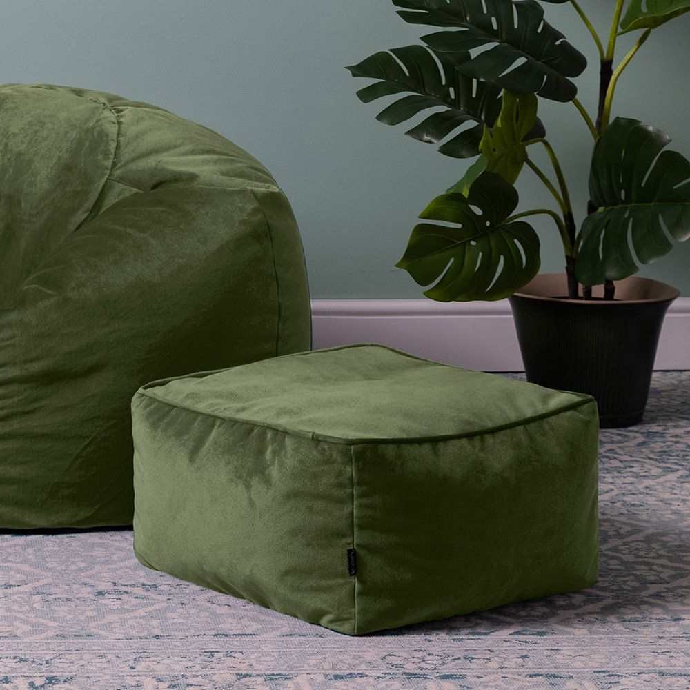 icon® Amara Velvet Footstool, Sage Green